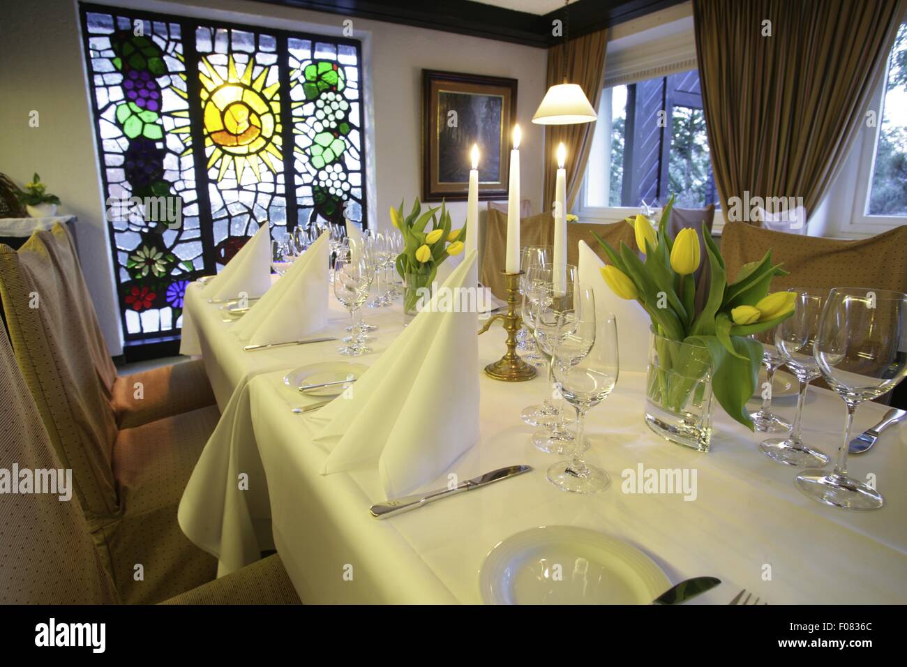 Table laid in restaurant, Germany Stock Photo - Alamy