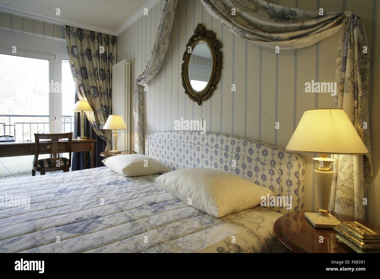 Bedroom of hotel, Germany Stock Photo - Alamy