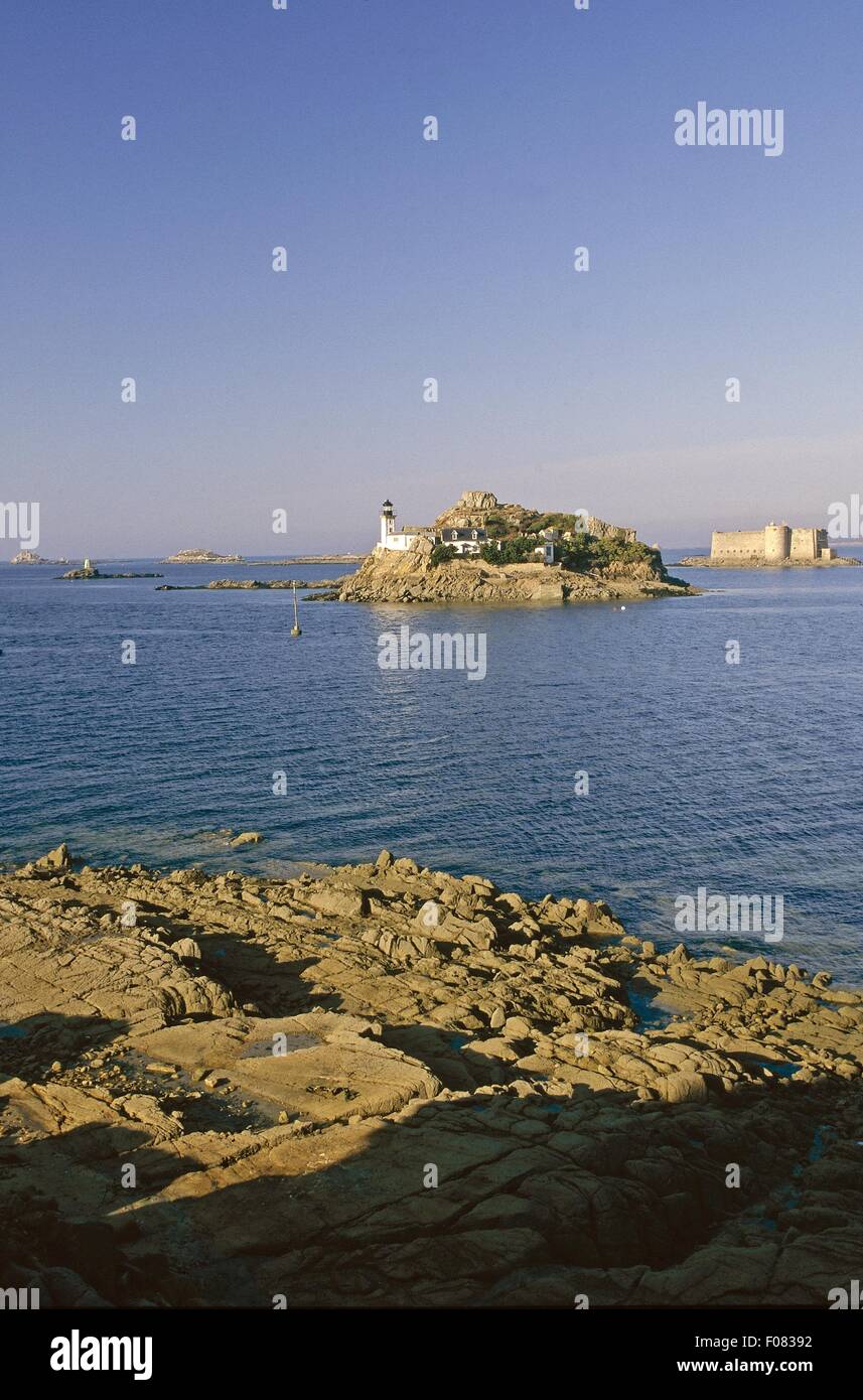 View of Castle of Taurus from coast, Brittany, France Stock Photo - Alamy