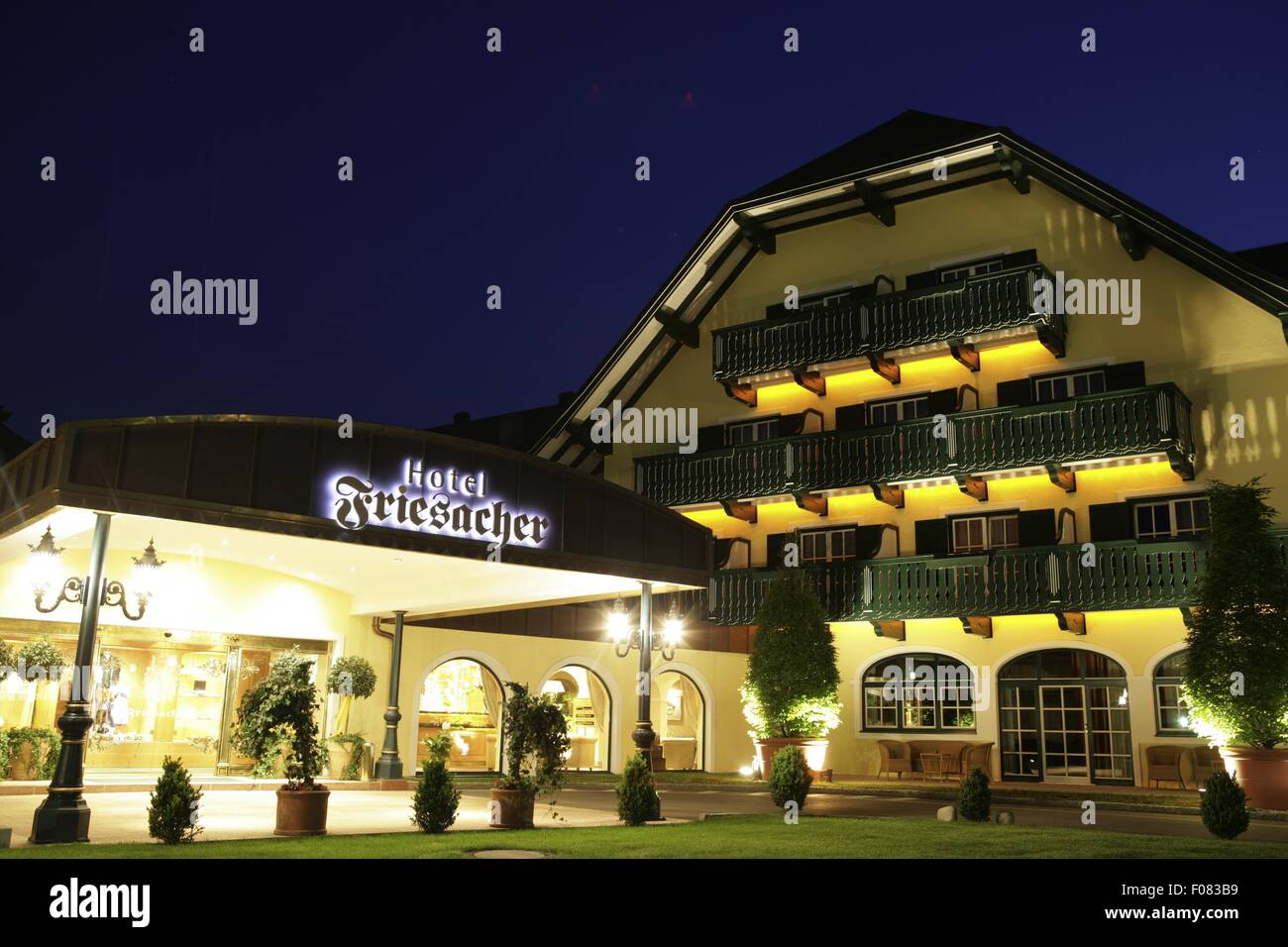 View of Hotel Friesacher at night, Salzburg, Austria Stock Photo - Alamy
