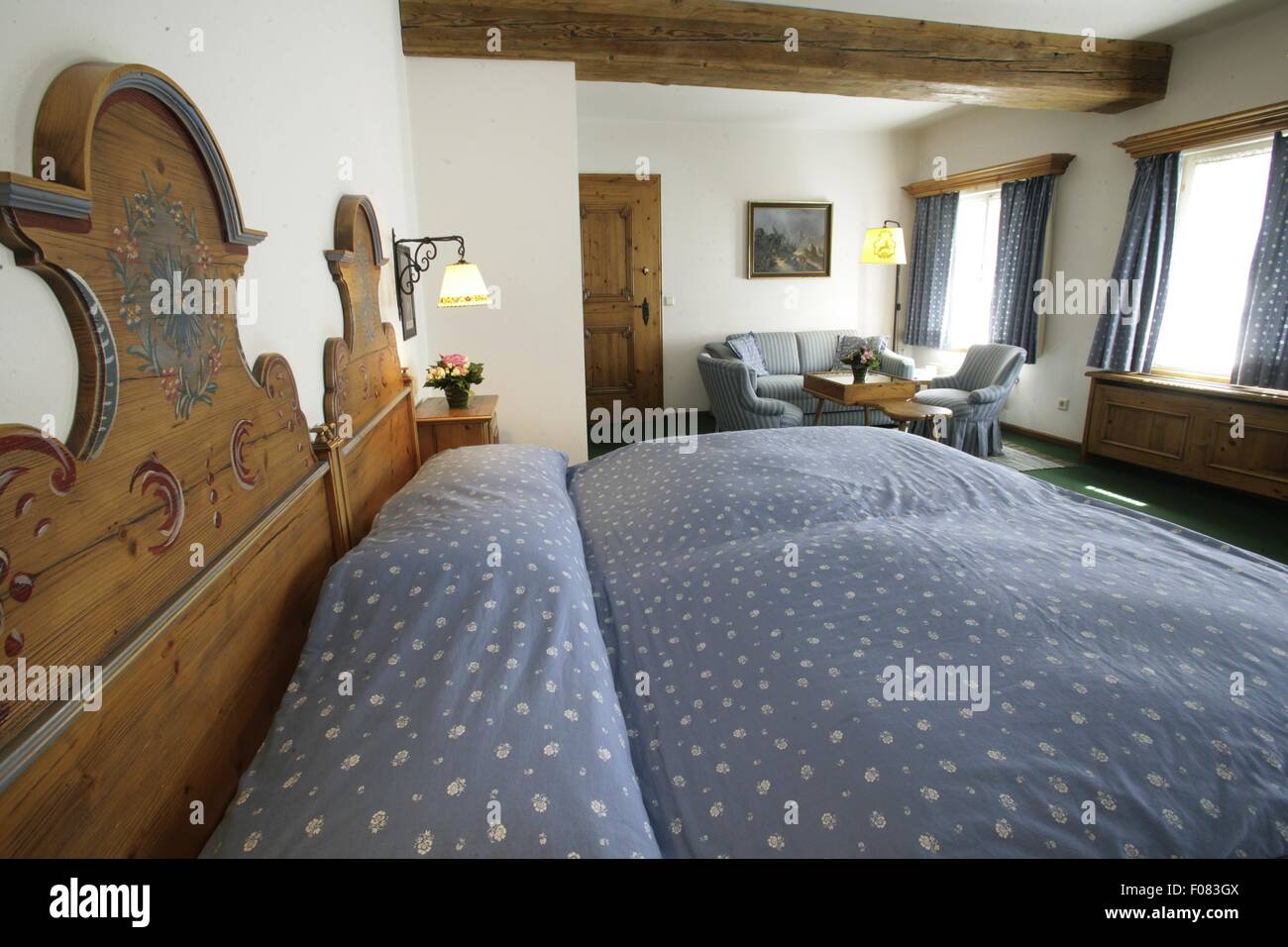 View of luxurious hotel bedroom, Austria Stock Photo - Alamy