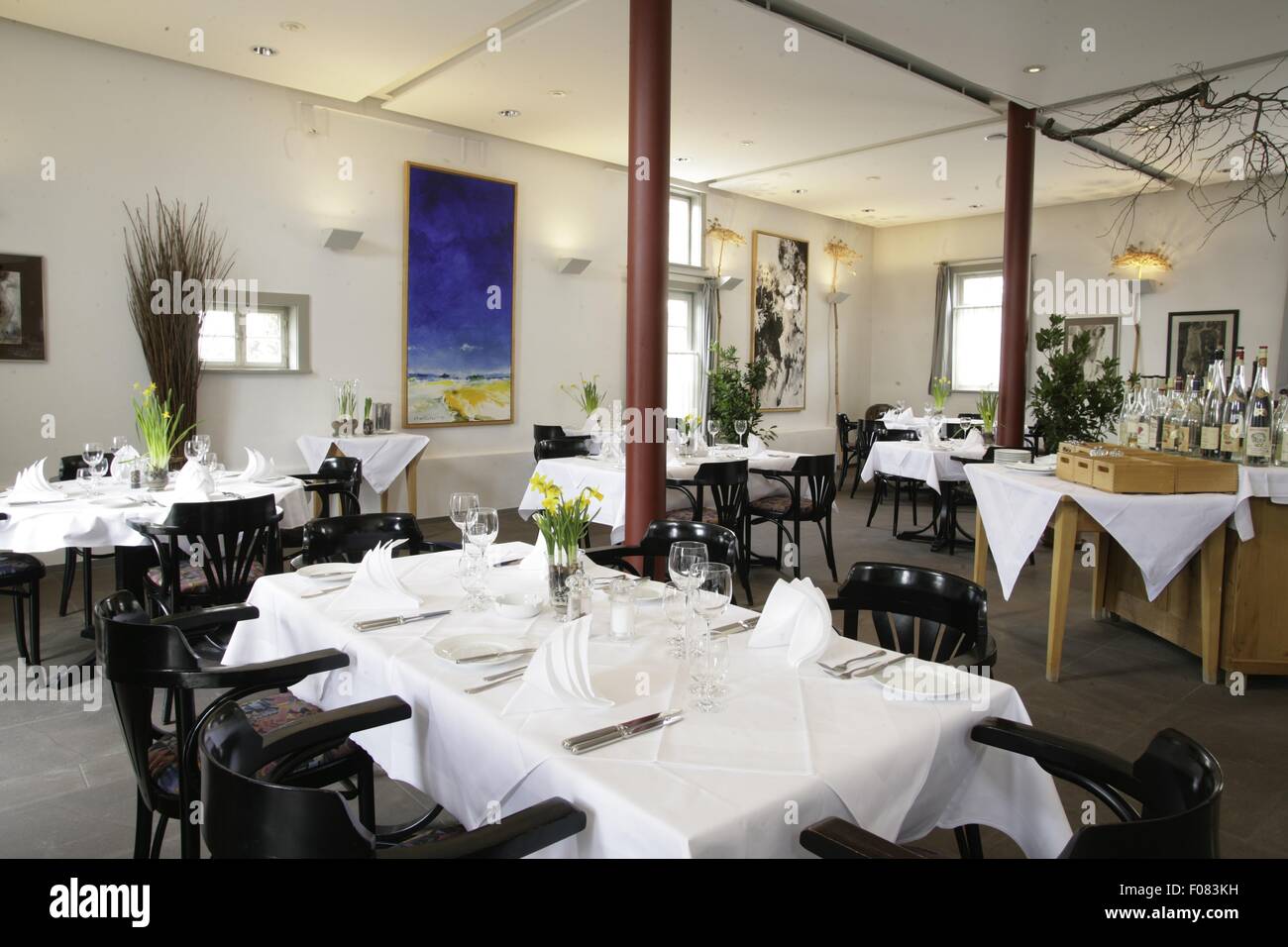 Tables laid in restaurant, Germany Stock Photo - Alamy