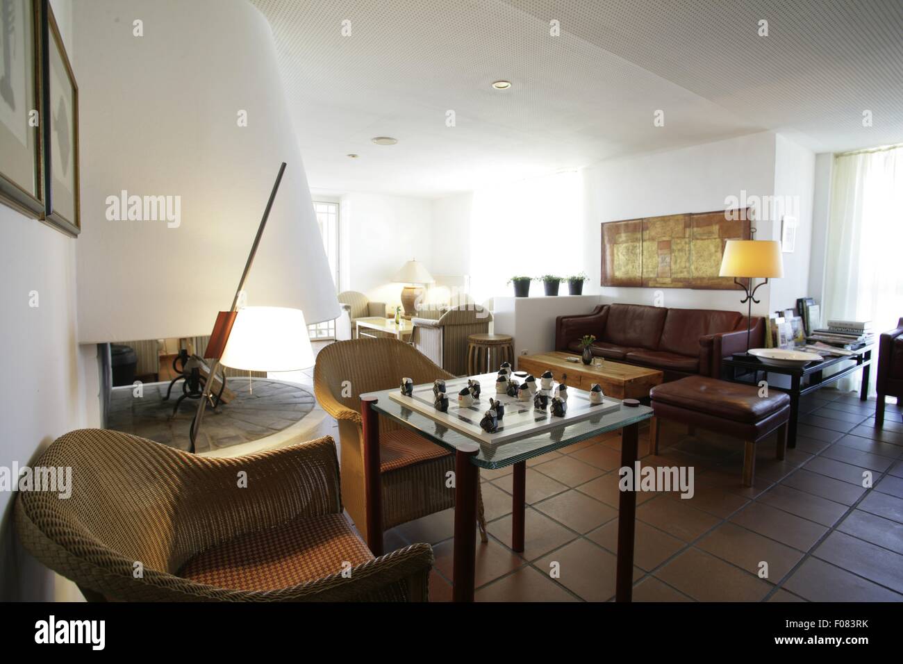 Sitting area with table and chairs in hotel, Germany Stock Photo - Alamy