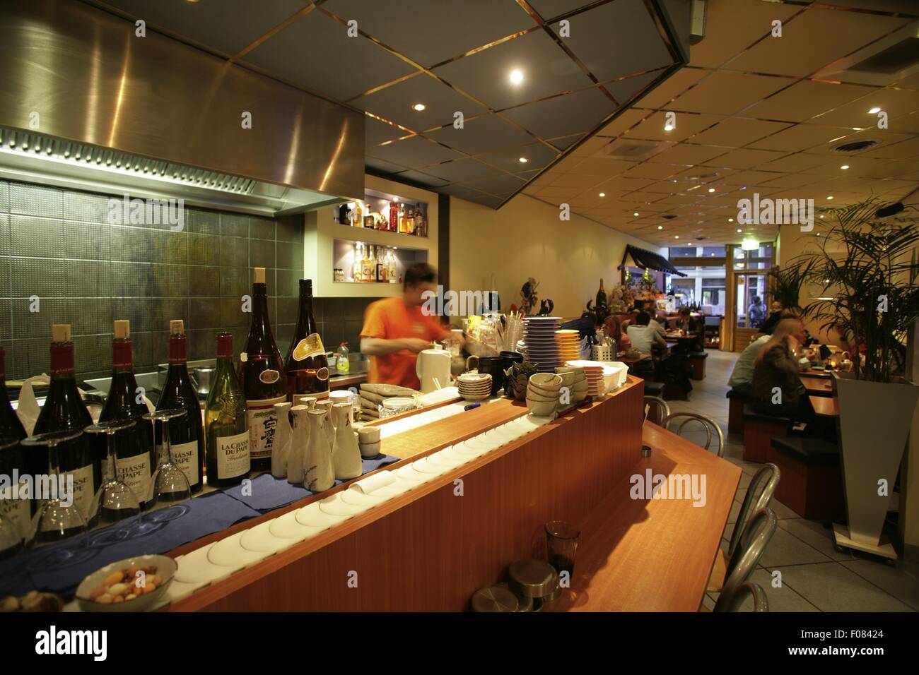 Bar counter in restaurant, Netherlands Stock Photo - Alamy