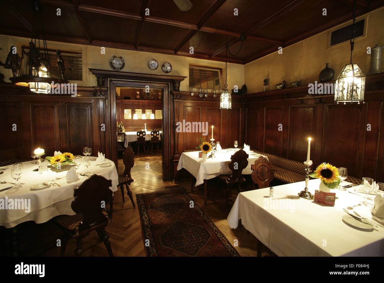 Tables laid in restaurant, Germany Stock Photo - Alamy