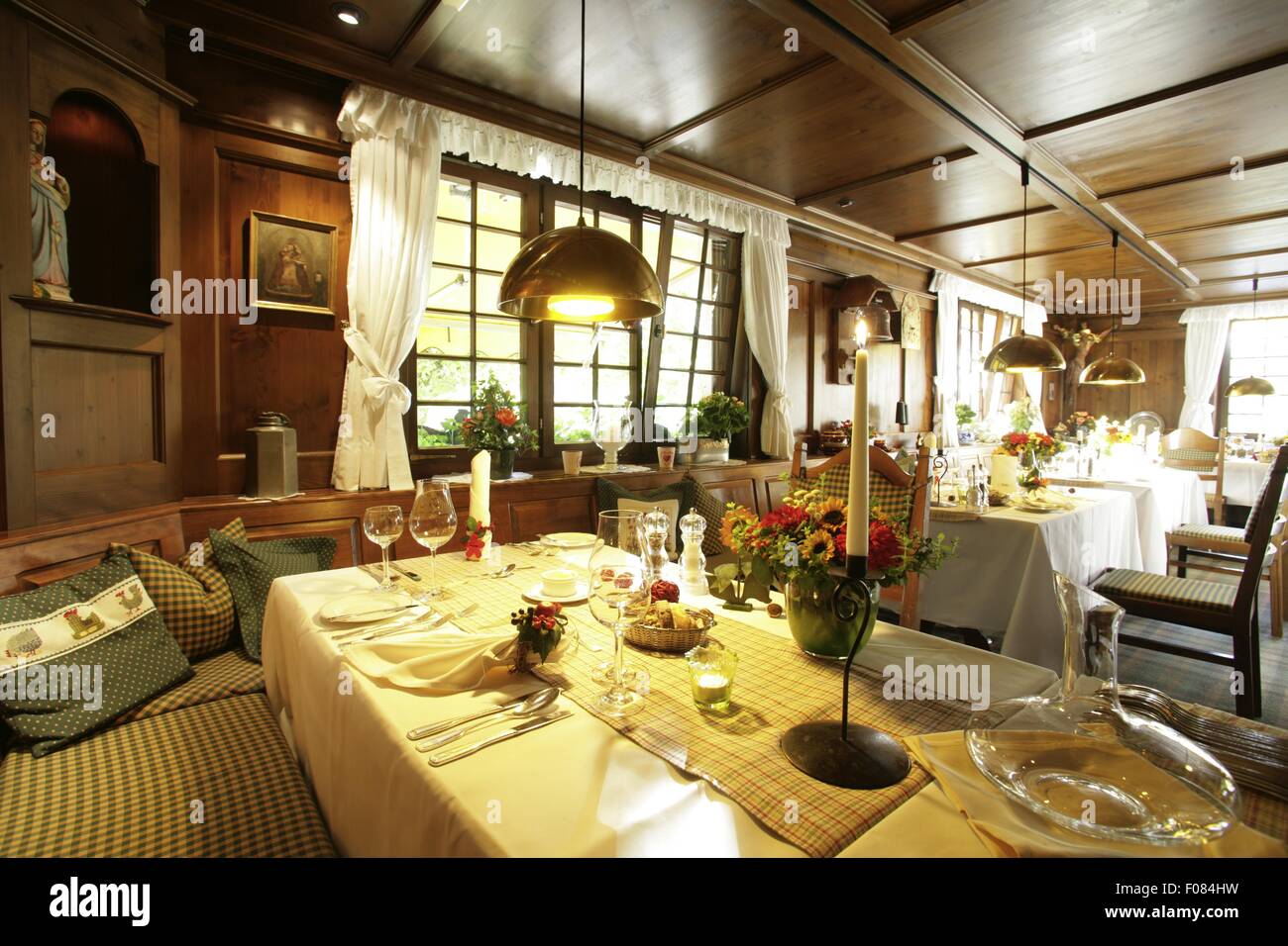 Tables laid in restaurant, Germany Stock Photo - Alamy