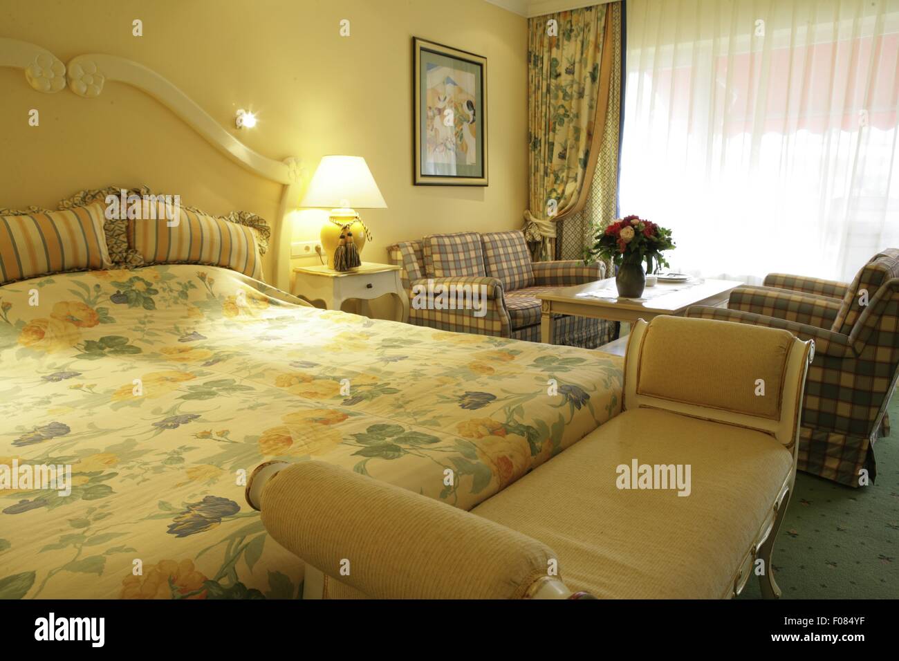 Bedroom of hotel, Germany Stock Photo - Alamy