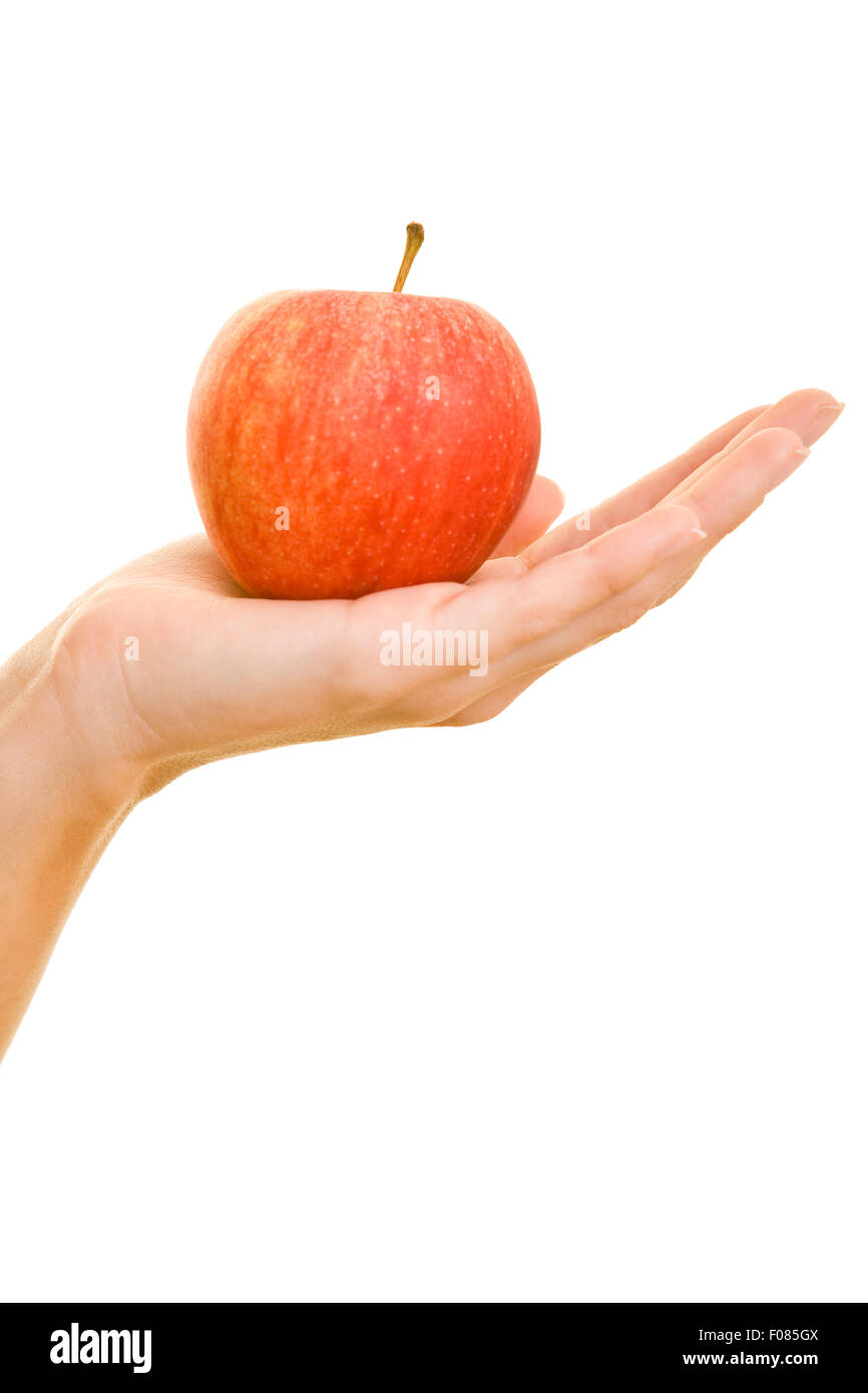 Female hand offering a red Elstar apple Stock Photo - Alamy