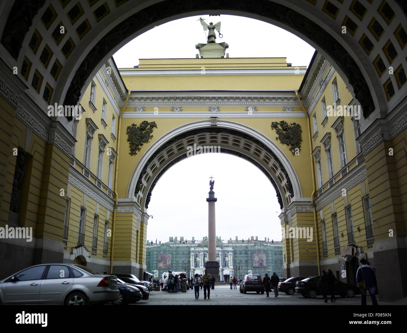 People at General Staff building in St. Petersburg, Russia Stock Photo ...