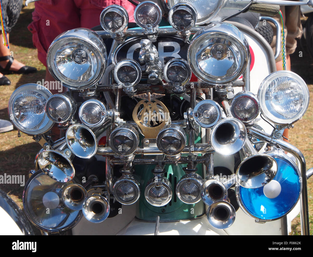 Headlights and horns on a customised Scooter Stock Photo - Alamy