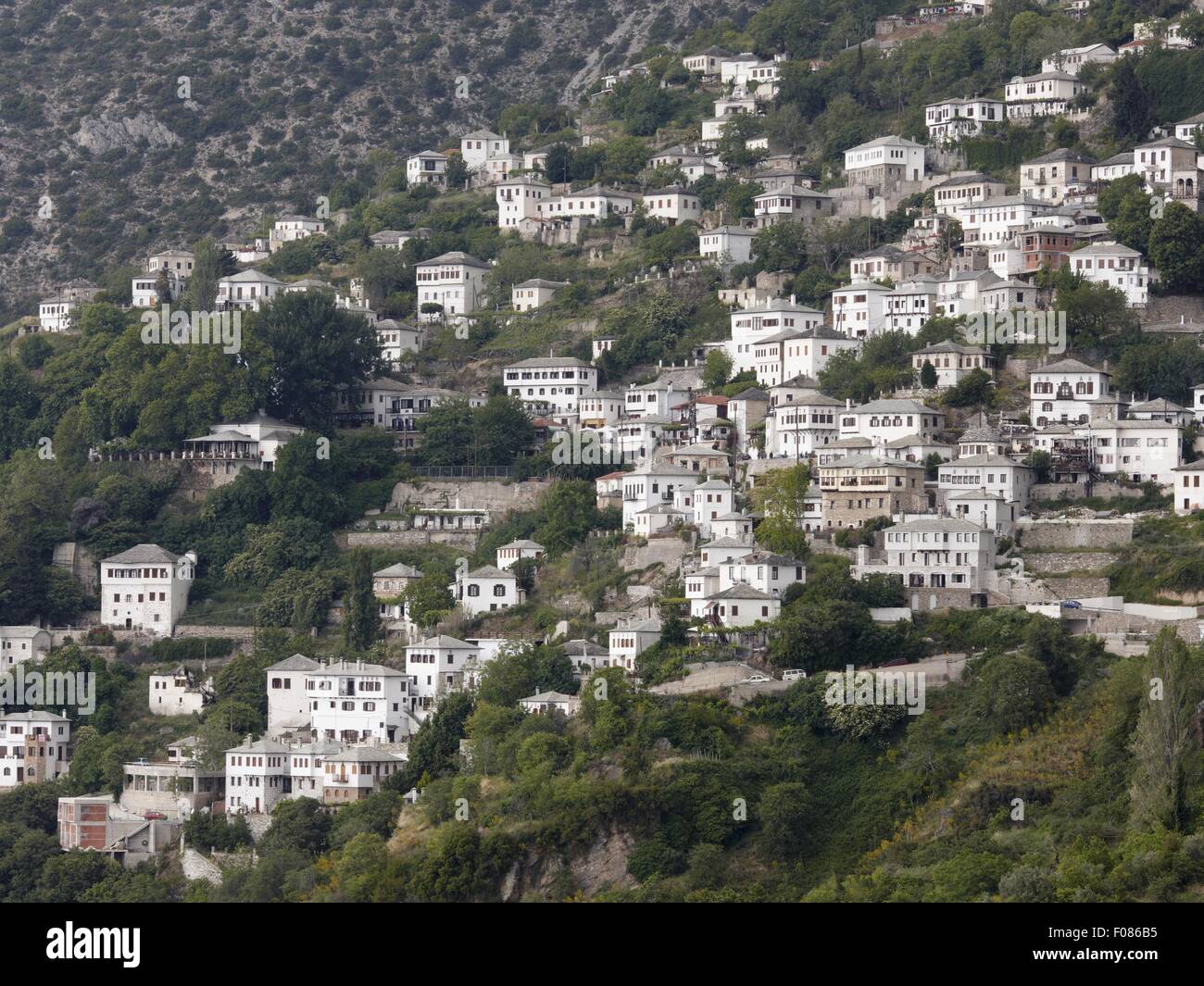 View of Pelion mountain with stone houses in Eastern Magnesia, Greece ...