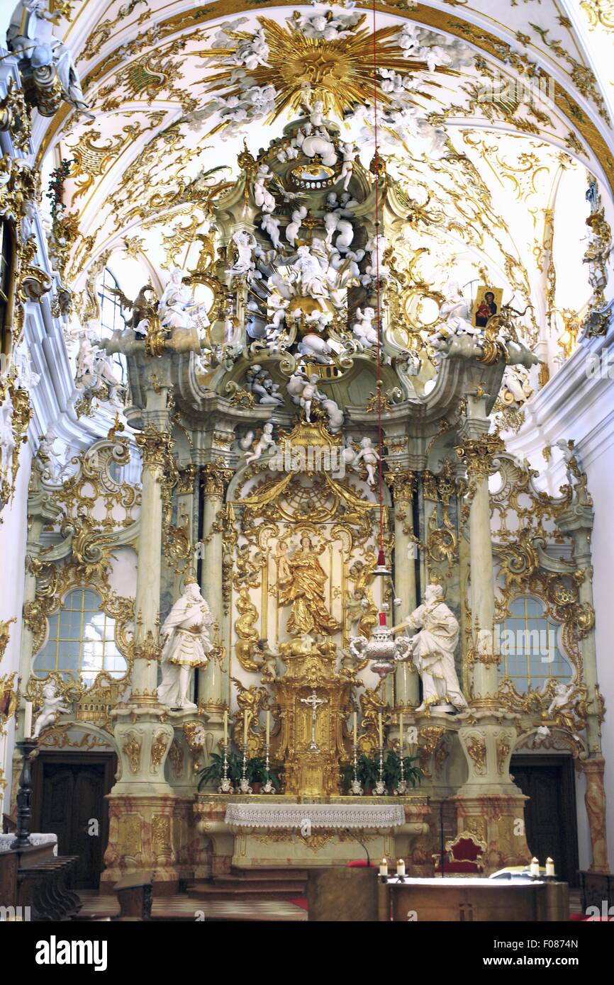 People in Rococo style chapel in Regensburg, Bavaria, Germany Stock ...