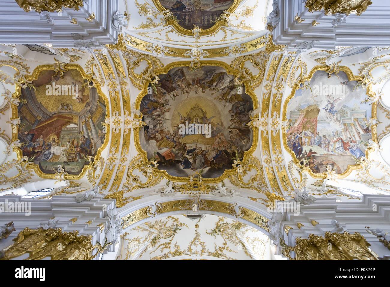 Ceiling with rococo fresco of Old Chapel, Regensburg, Bavaria, Germany ...