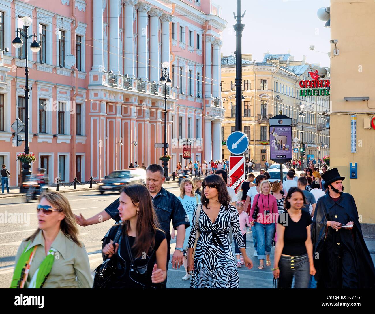 People at busy street of Nevsky Prospekt in Saint Petersburg,Â Russia ...
