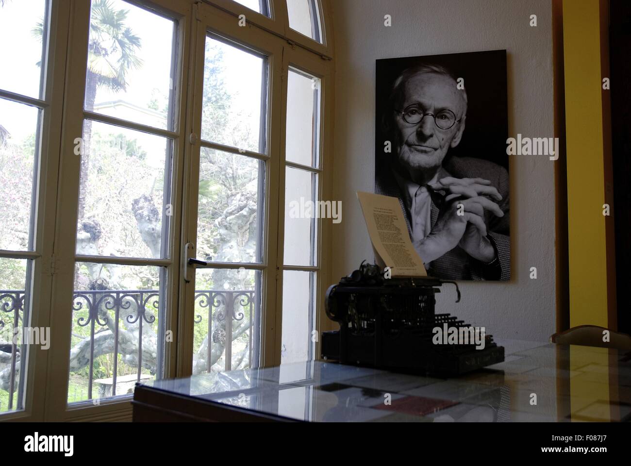 Old typewriter in front of window in Hermann Hesse Museum, Ticino ...