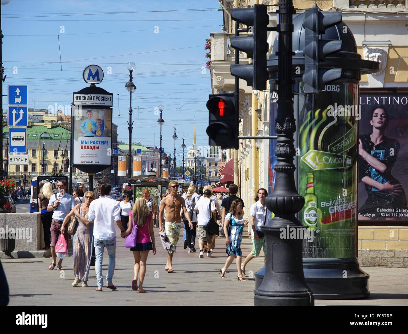 People at busy Nevsky Prospect street in St. Petersburg, Russia Stock ...