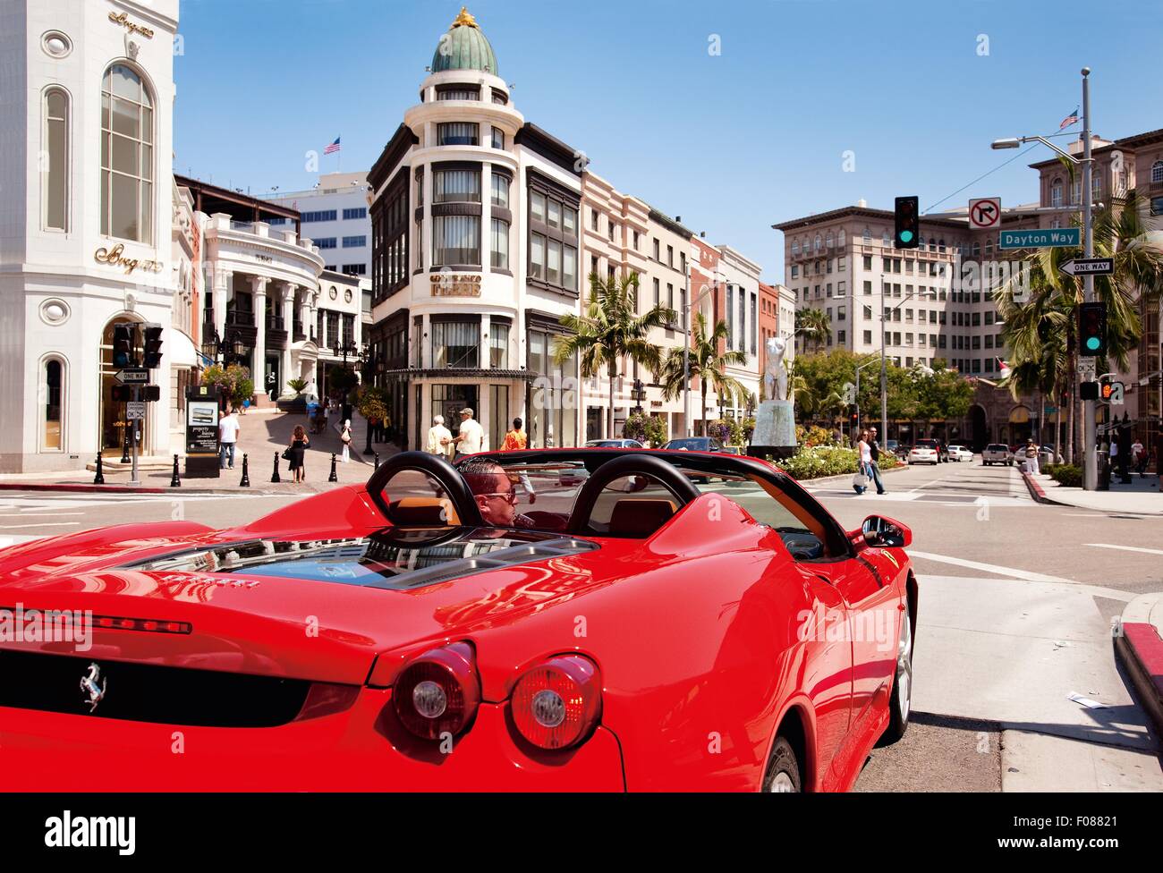 Person driving red car on road, Los Angeles, California, USA Stock ...