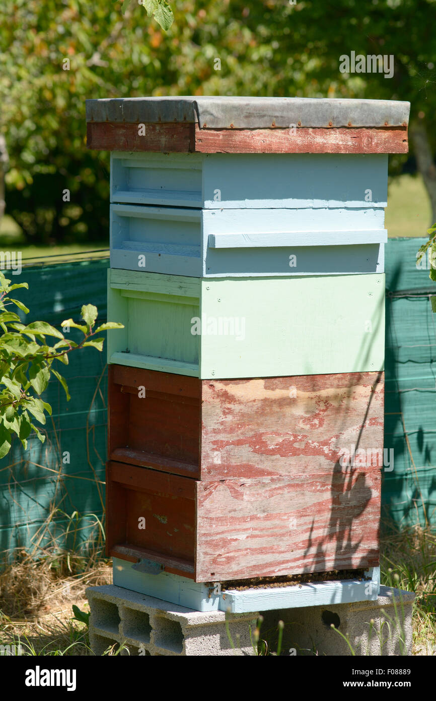 Bee hive in garden in French countryside Stock Photo - Alamy