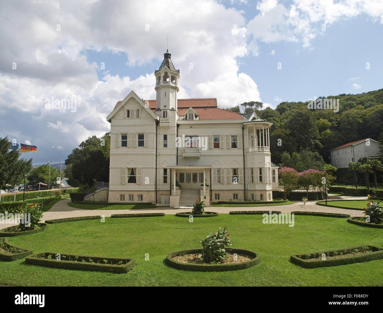 Facade of wooden house Villa Tarabya on Bosphorus shore, Istanbul ...