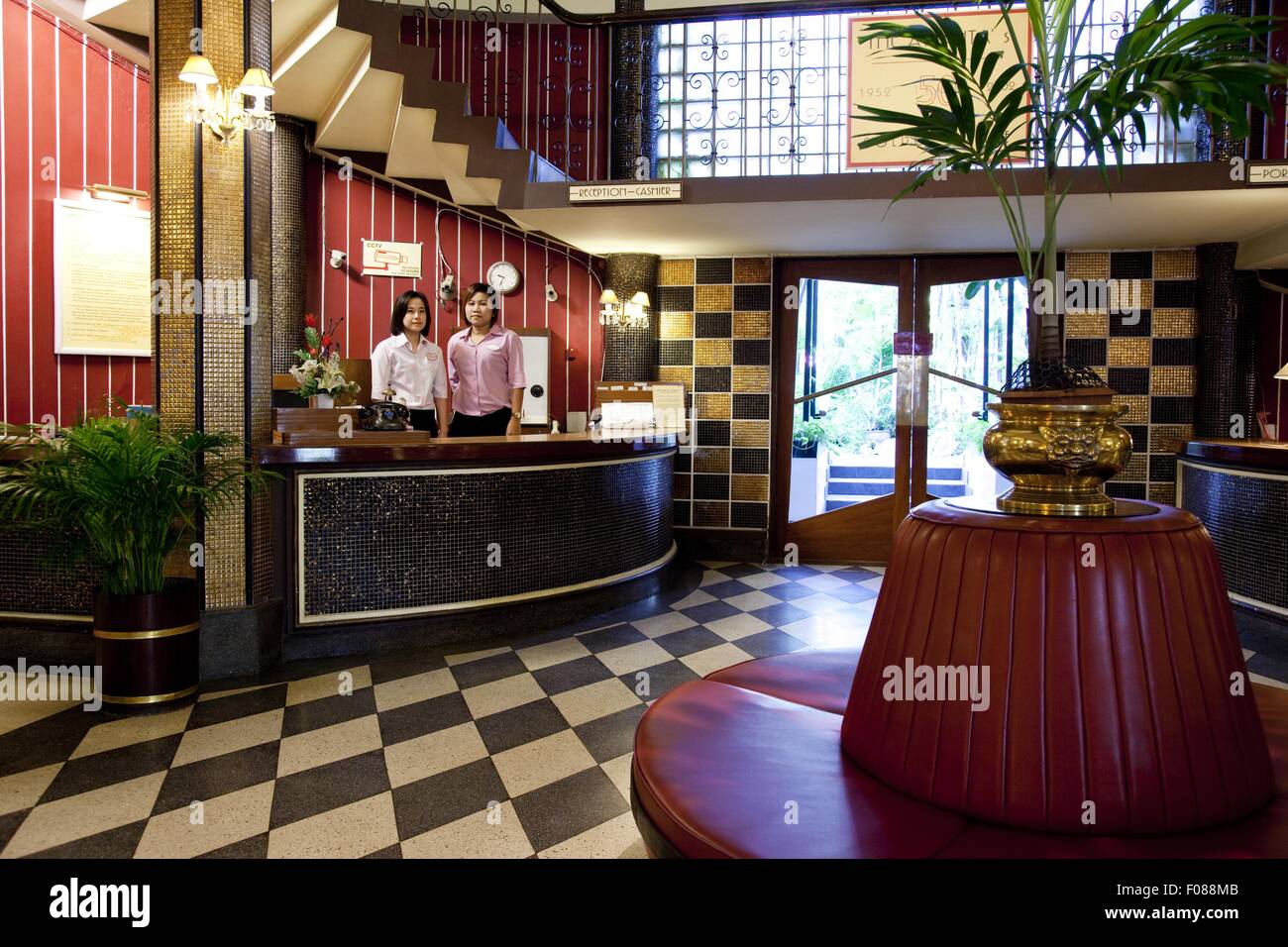 Women at reception table in Bangkok Hotel Atlanta, Thailand Stock Photo ...