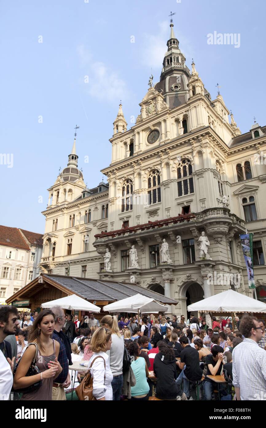 Crowd at market in Rathaus, Graz, Styria, Austria Stock Photo - Alamy