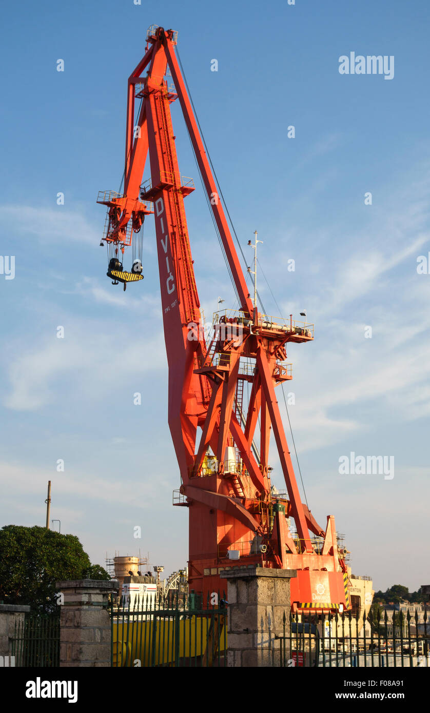 Pula, Croatia. A dockyard crane in the busy commercial dockyards Stock ...