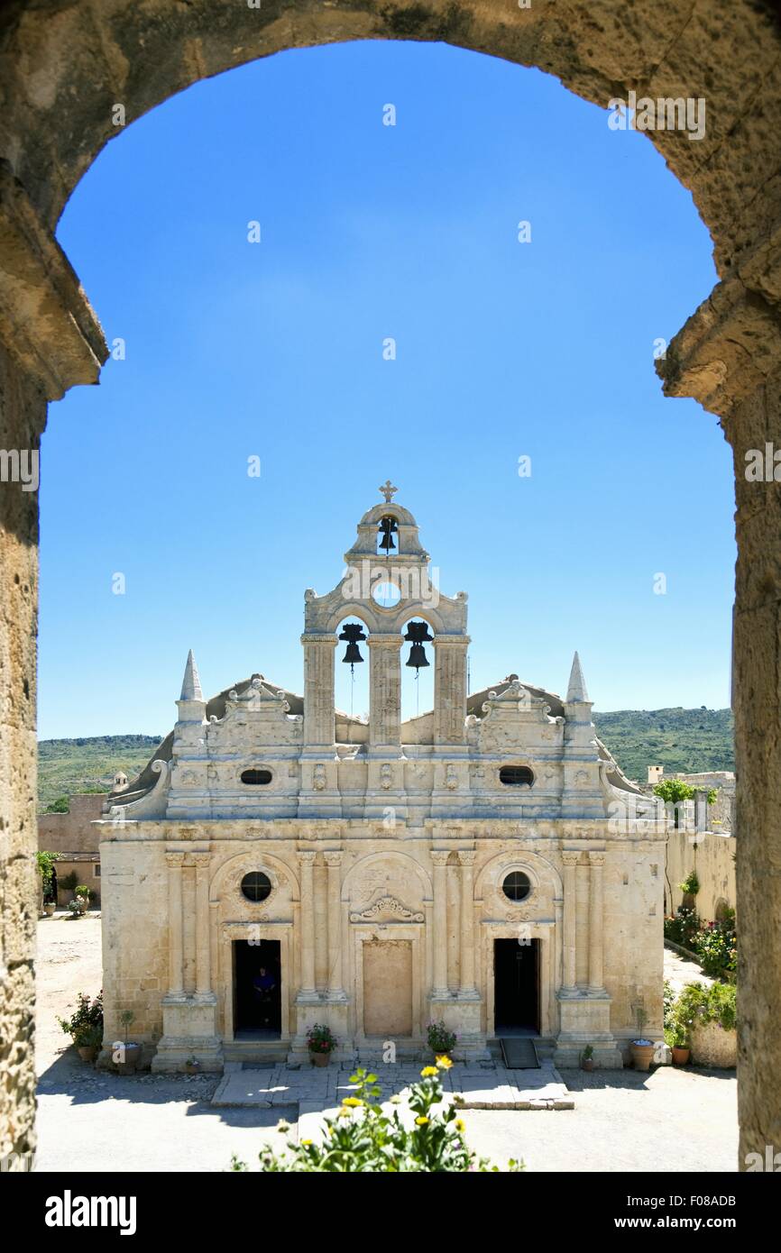 Tourists at Arkadi Monastery in Crete, Greek Stock Photo - Alamy