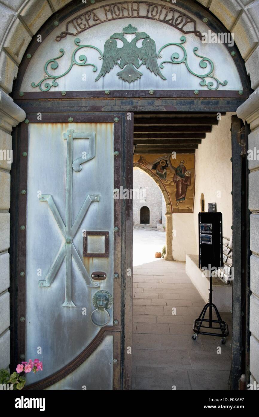 Entrance of Moni Toplou monastery in Crete, Greece Stock Photo - Alamy