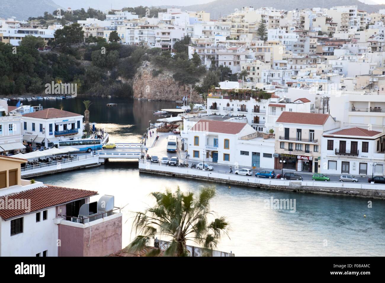 Agios Nikolaos coastal town on the island of Crete, Greek Stock Photo ...