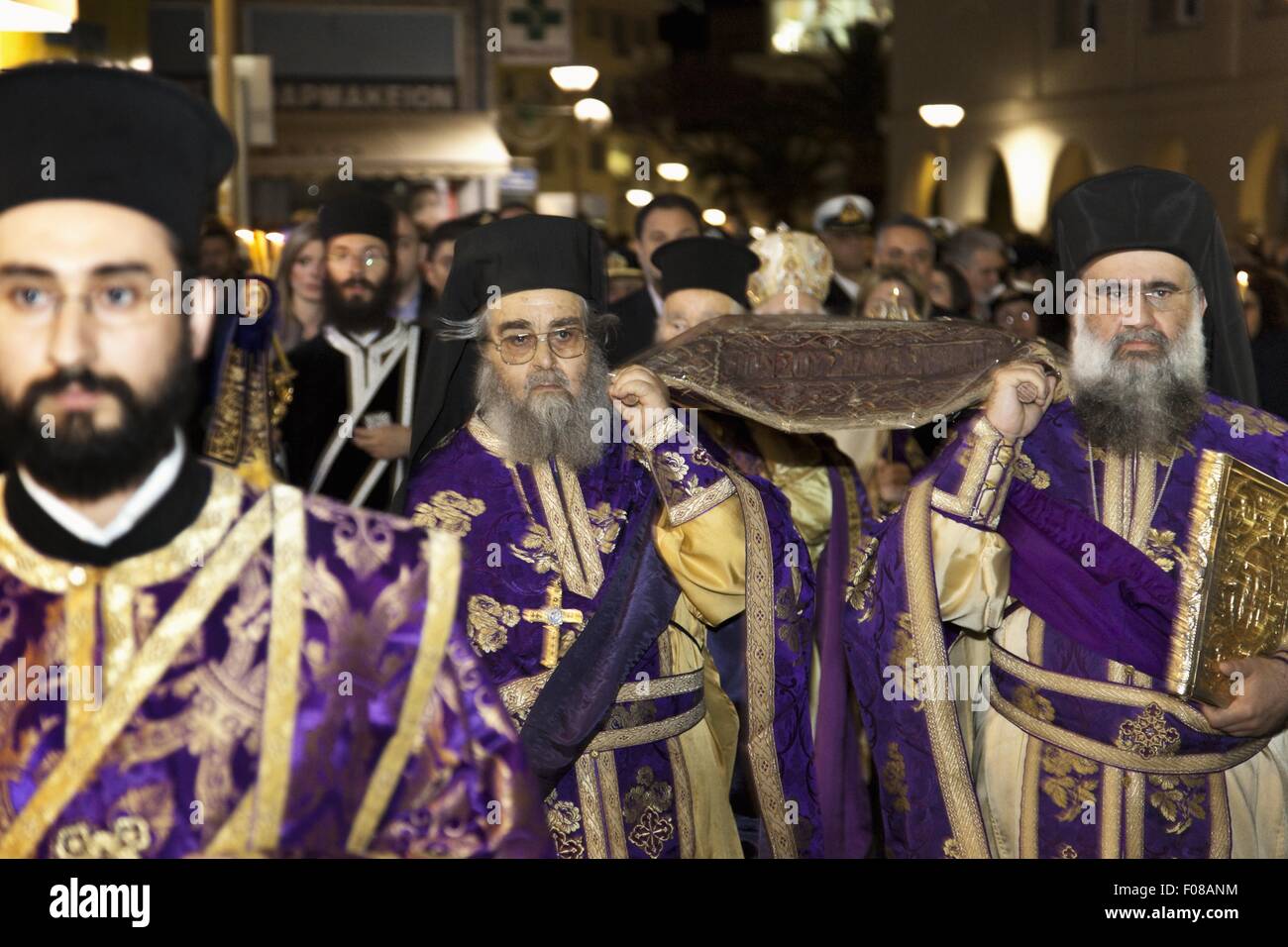 Priests at funeral procession on Good Friday in Crete, Greek Stock ...