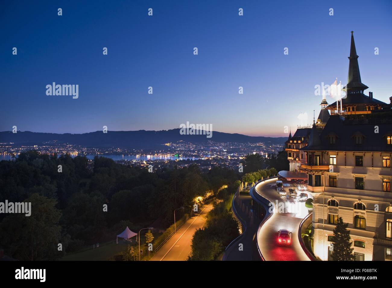 View of Hotel Dolder Grand overlooking Zurich, Switzerland Stock Photo ...