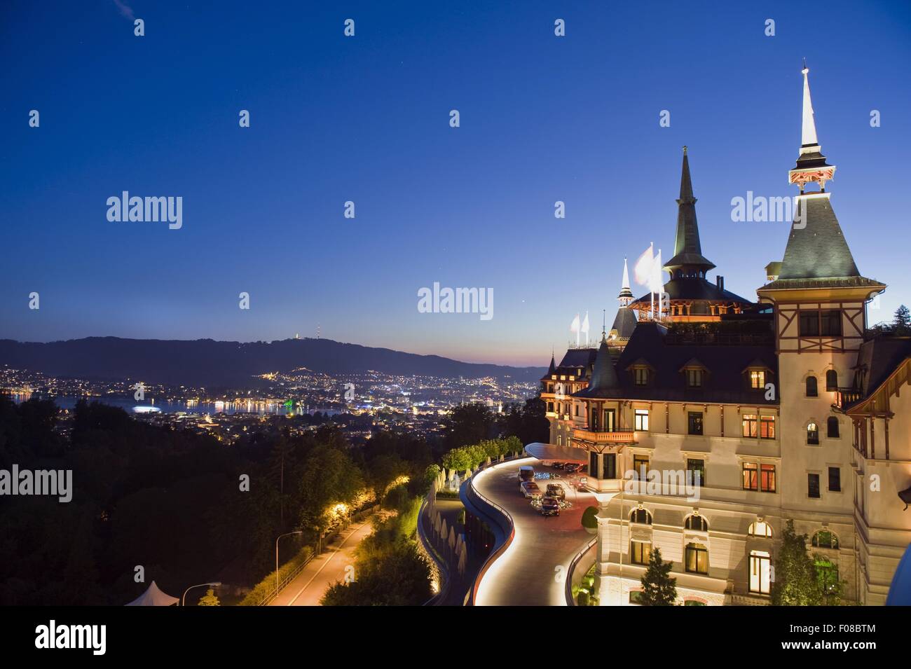 View of Hotel Dolder Grand overlooking Zurich, Switzerland Stock Photo ...