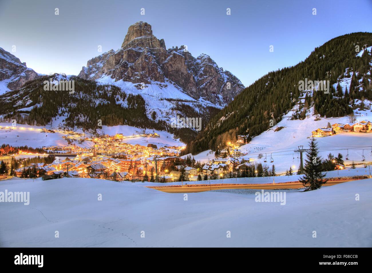 View of Alta Badia and Sassongher Dolomites, Corvara, South Tyrol ...