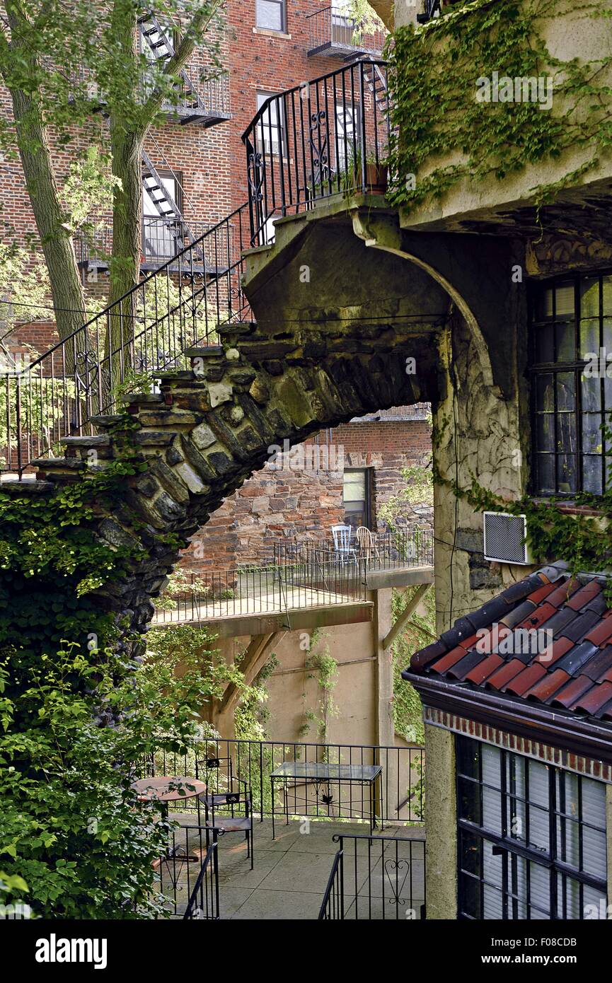 Houses with balconies and stairs at Bronx, New York, USA Stock Photo ...