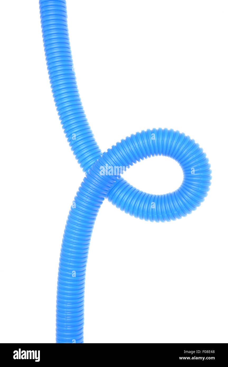 Blue plastic corrugated pipes isolated on white background Stock Photo ...