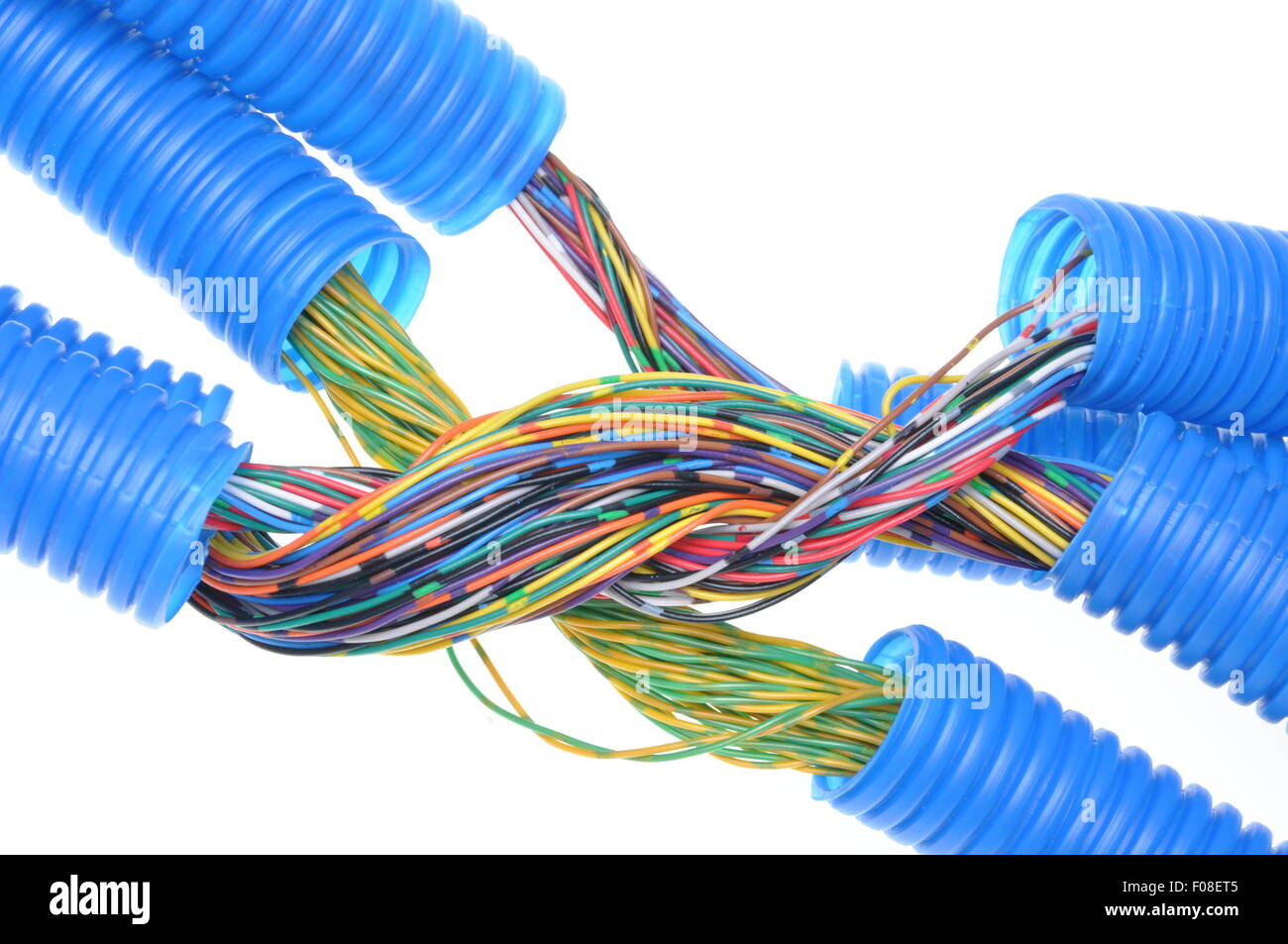 Corrugated plastic pipe with electrical cable Stock Photo - Alamy