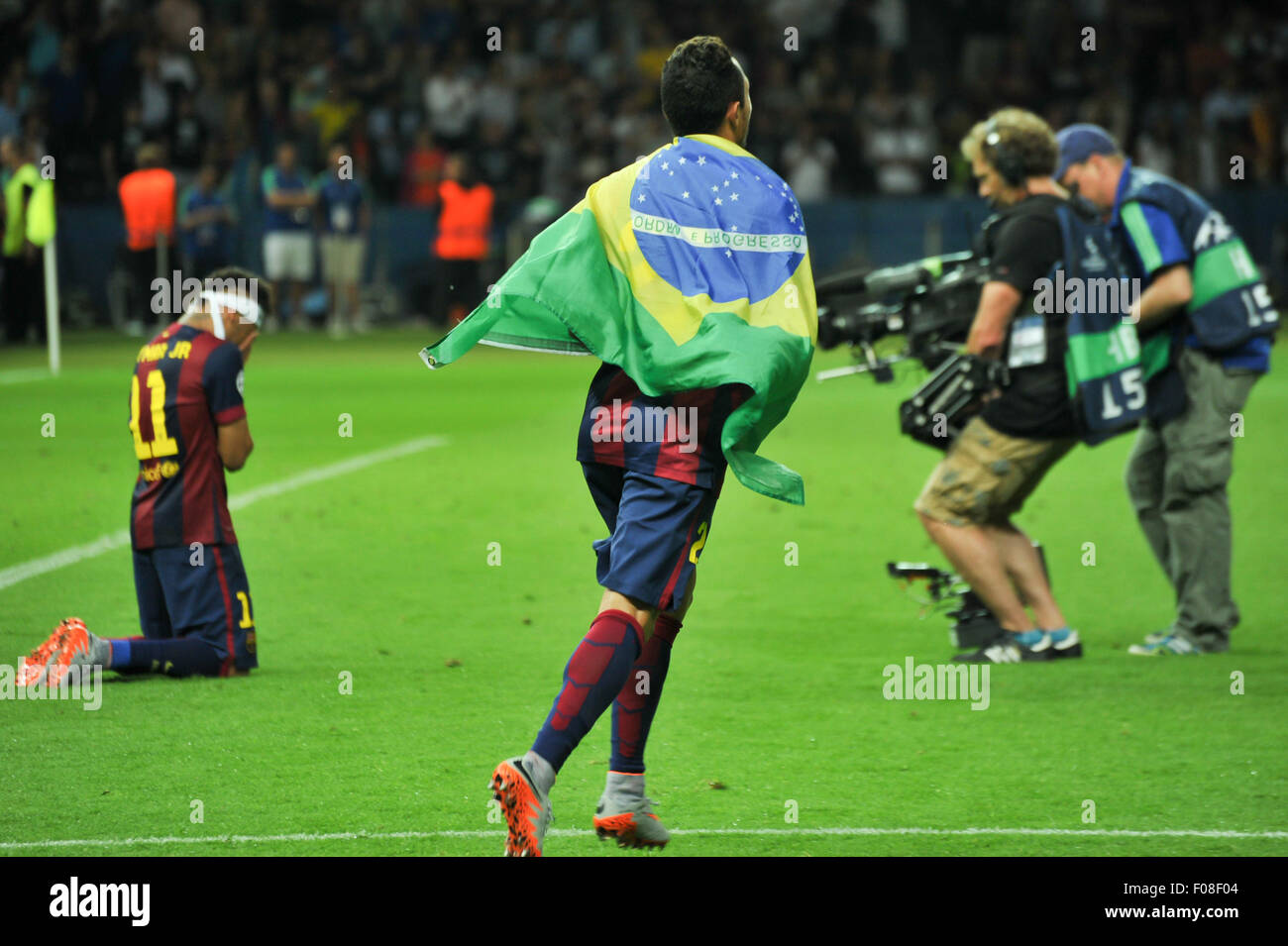 FC Barcelona celebrate after winning the UEFA Champions League Final against Juventus at ...