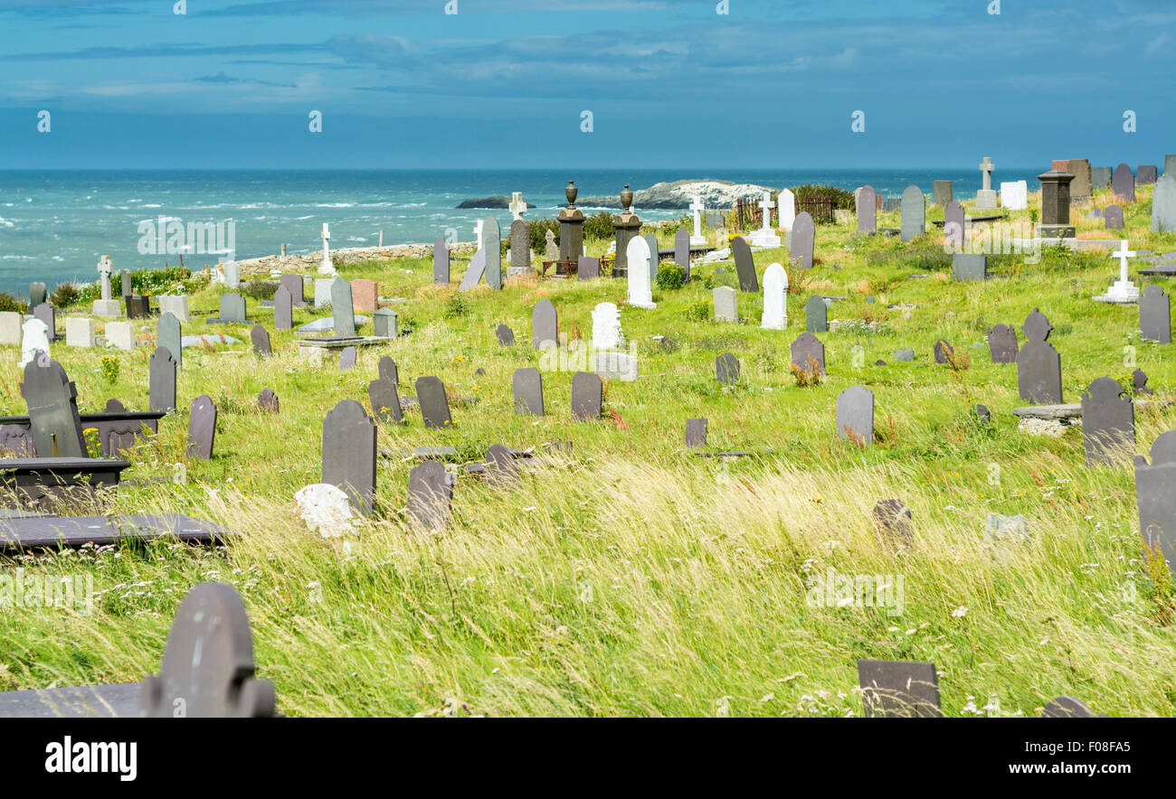 View of St Patrick's church yard/cemetry, Llanbadrig, Cemaes, Isle of ...