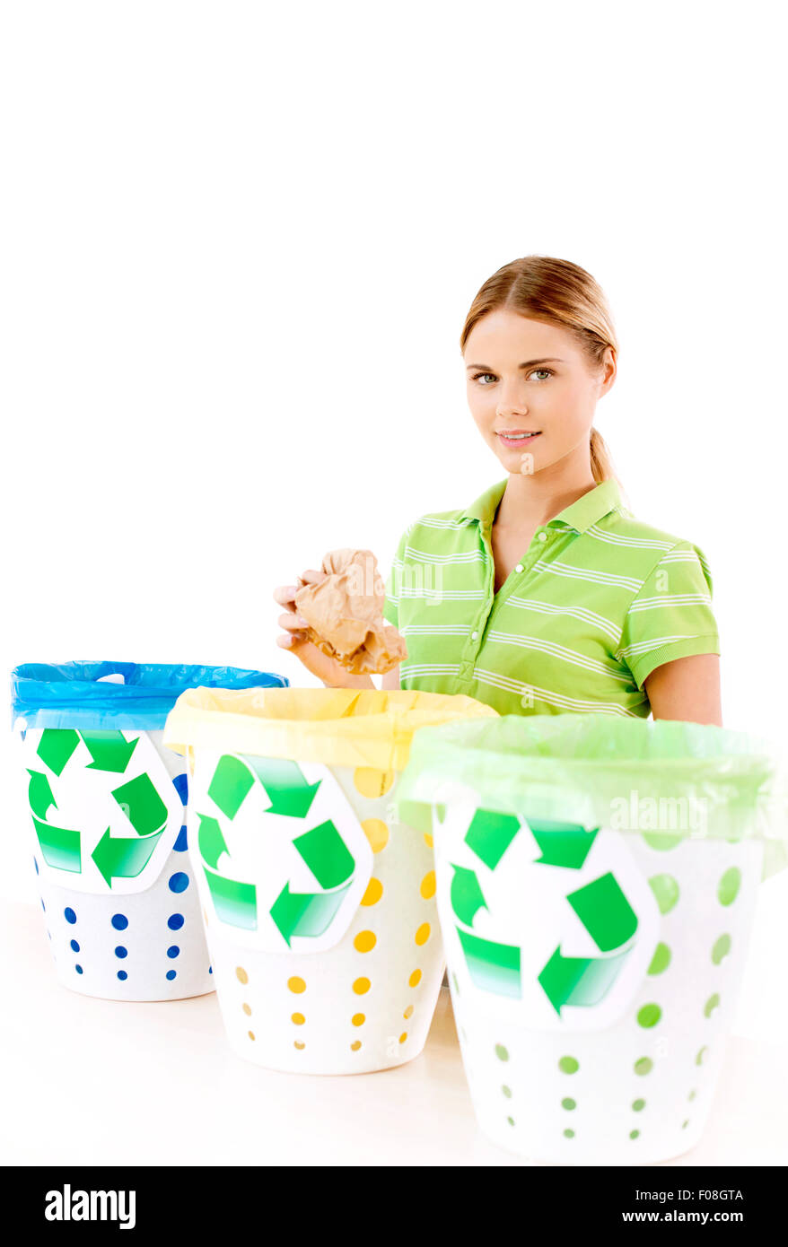 Concept for colorful trash cans and sorting rubbish Stock Photo - Alamy