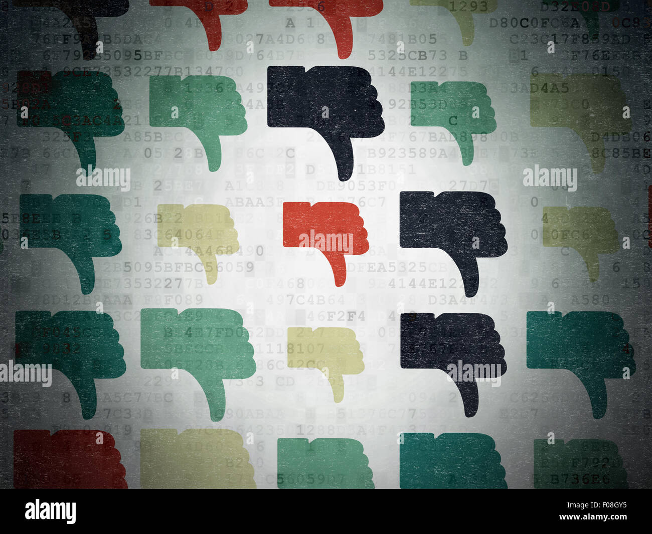 Social network concept: Thumb Down icons on Digital Paper Stock Photo ...