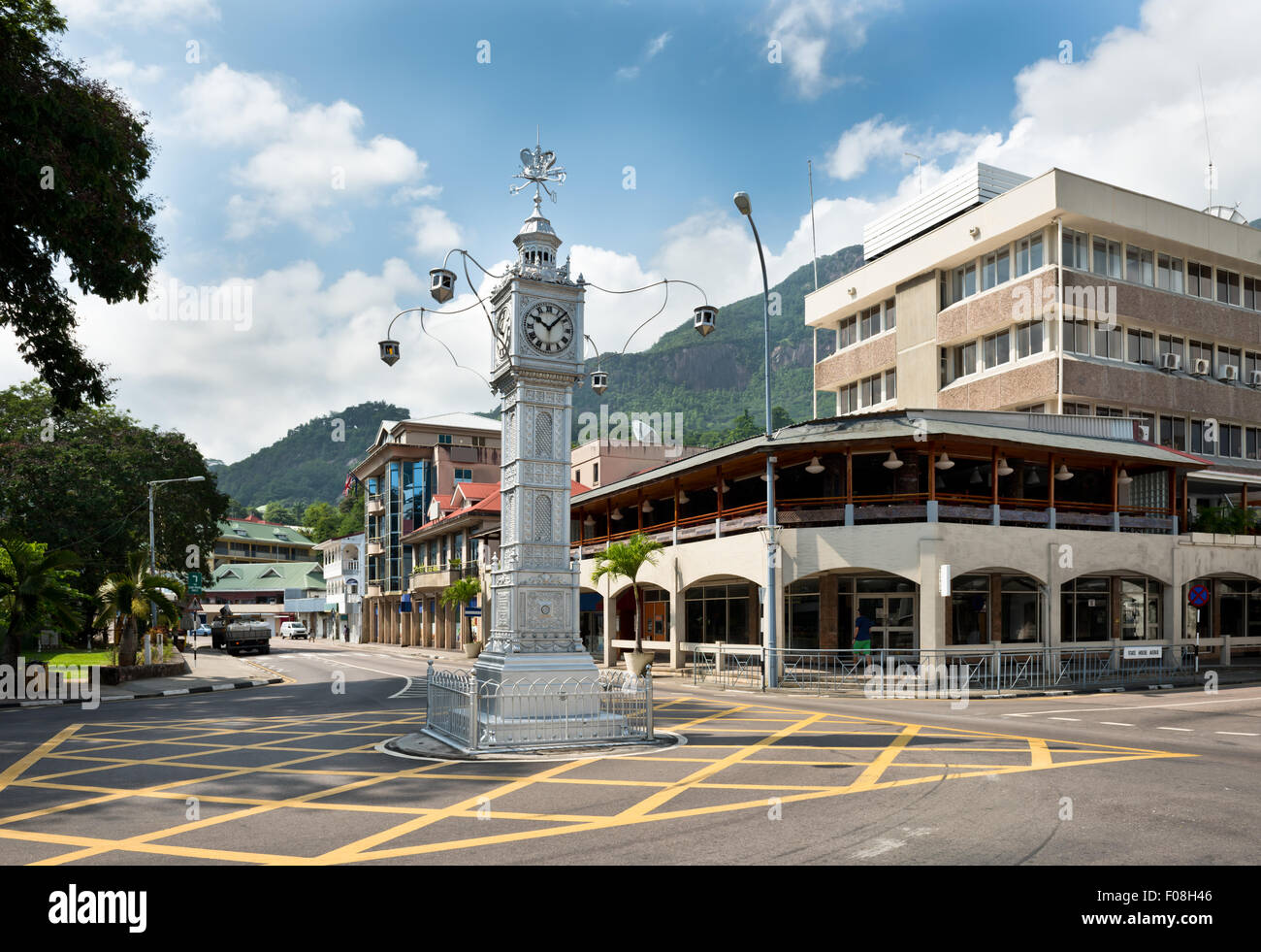 The clock tower of Victoria also known as Little Big Ben, Seychelles ...
