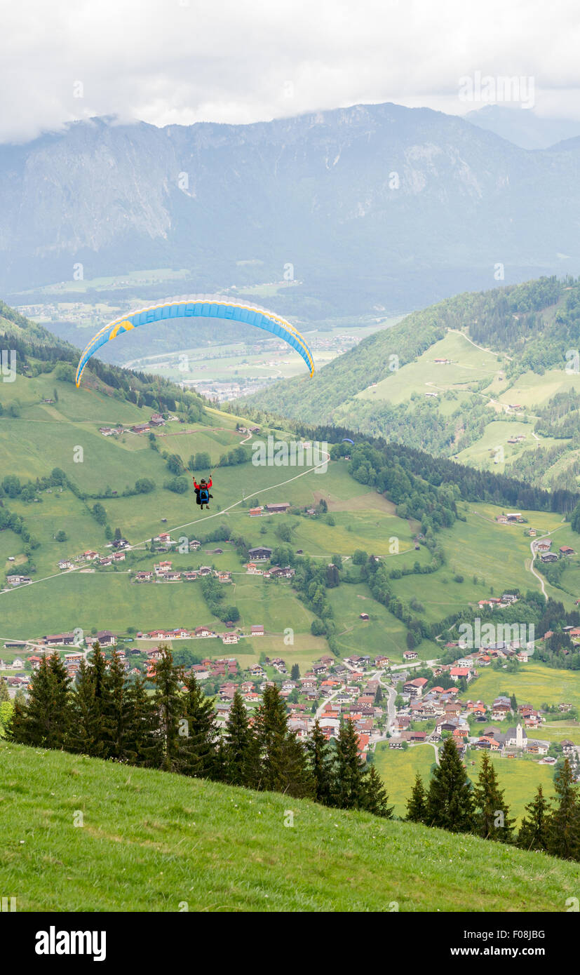 Duel paragliding above Niederau in the Austrian Tirol Stock Photo - Alamy