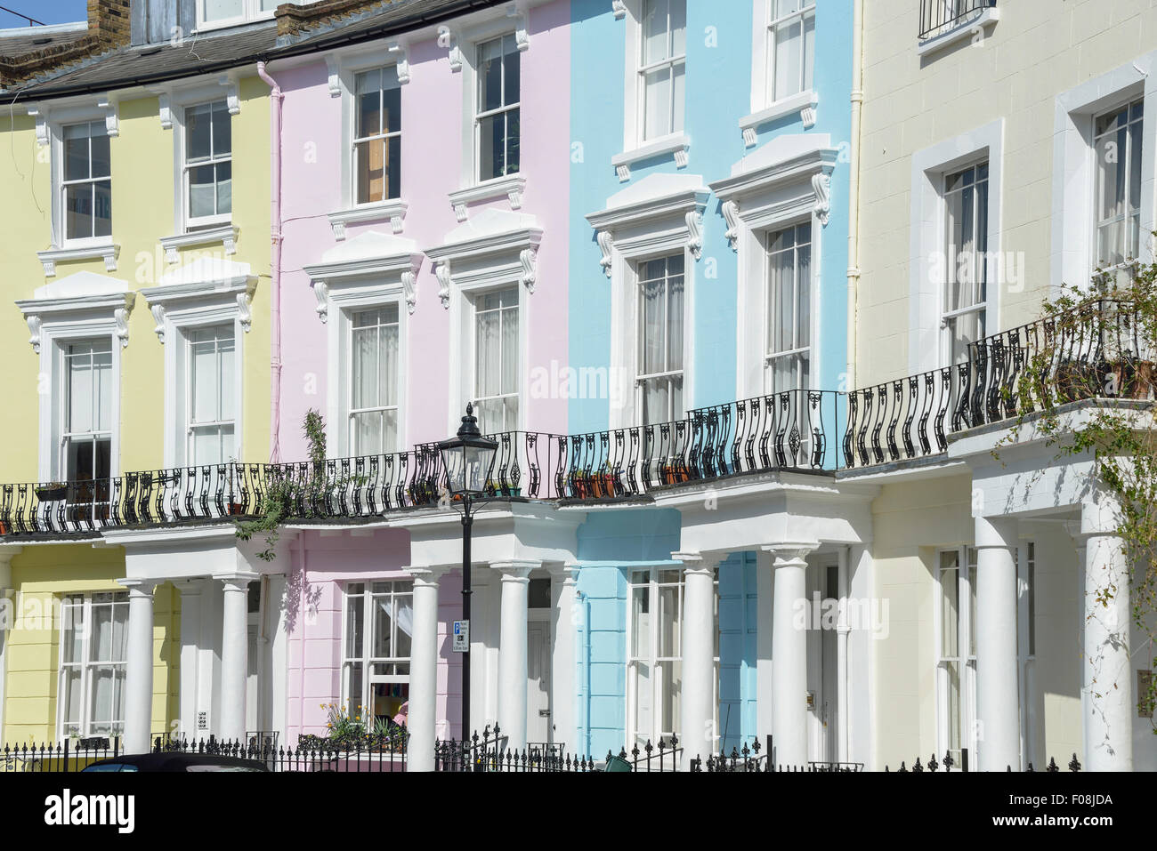 Colourful terrace houses, Chalcot Crescent, Primrose Hill, London ...