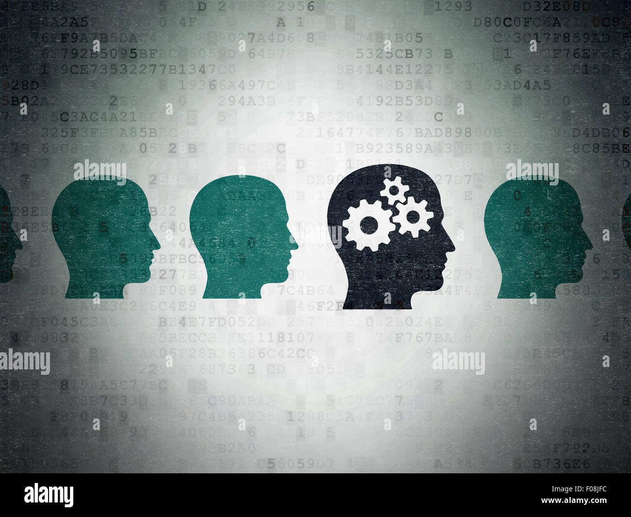 Learning concept: head with gears icon on Digital Paper Stock Photo - Alamy