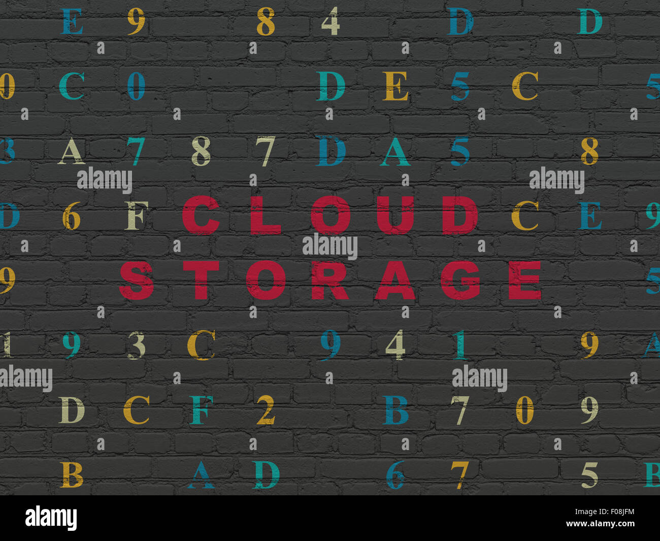 Cloud networking concept: Cloud Storage on wall background Stock Photo ...