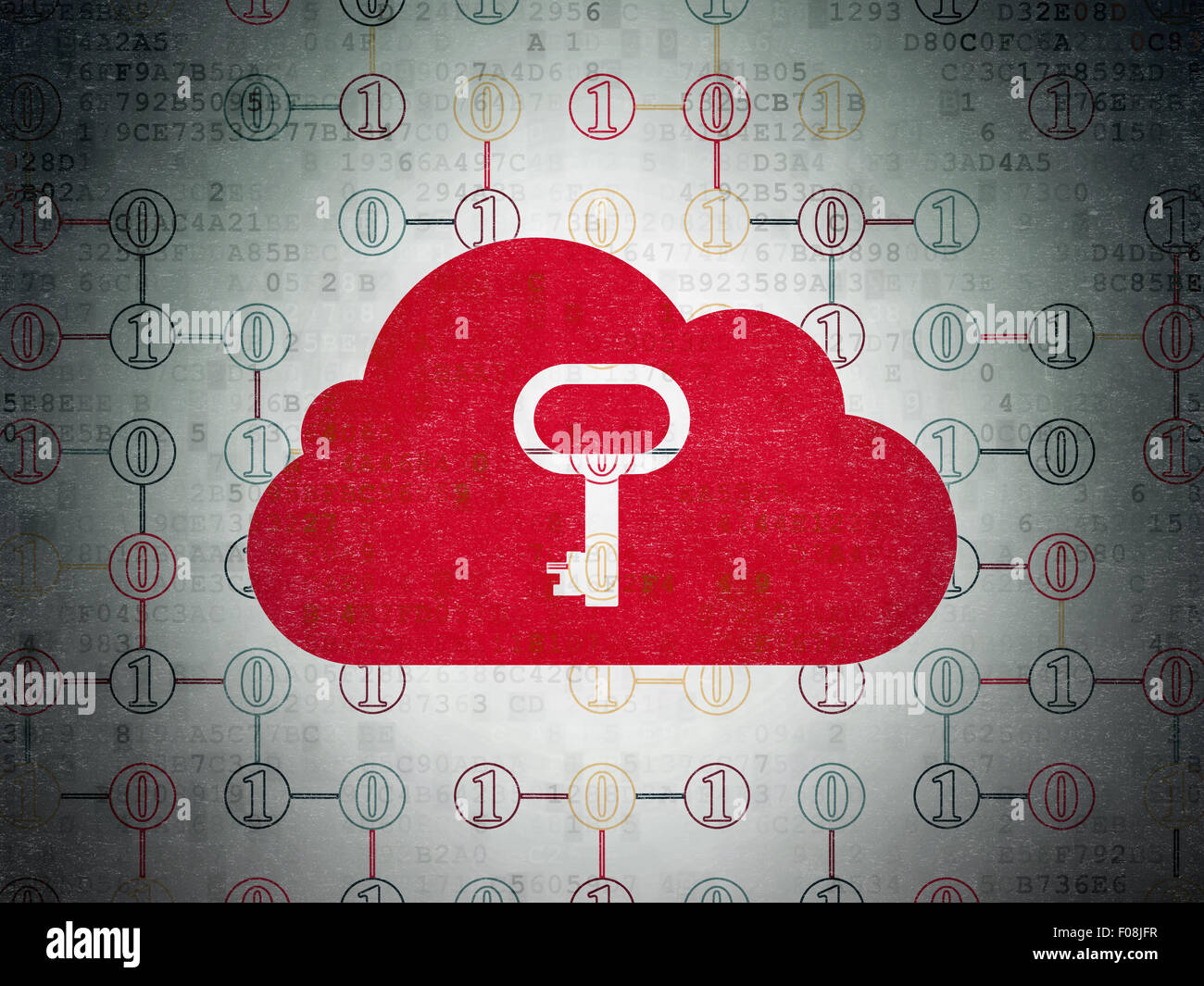 Cloud computing concept: Cloud With Key on Digital Paper Stock Photo ...