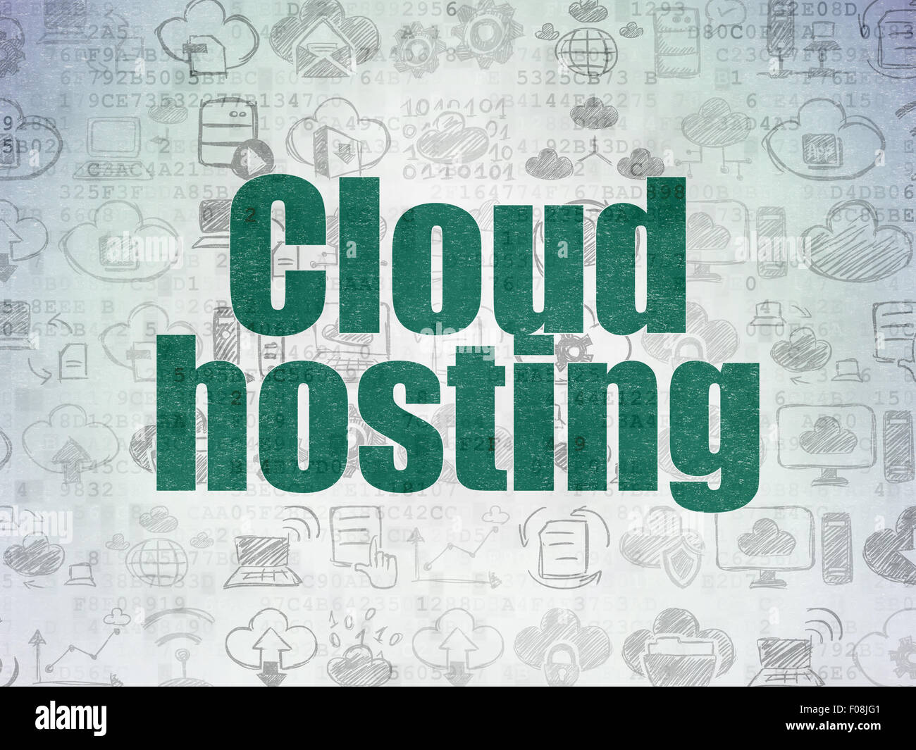 Cloud technology concept: Cloud Hosting on Digital Paper Stock Photo ...