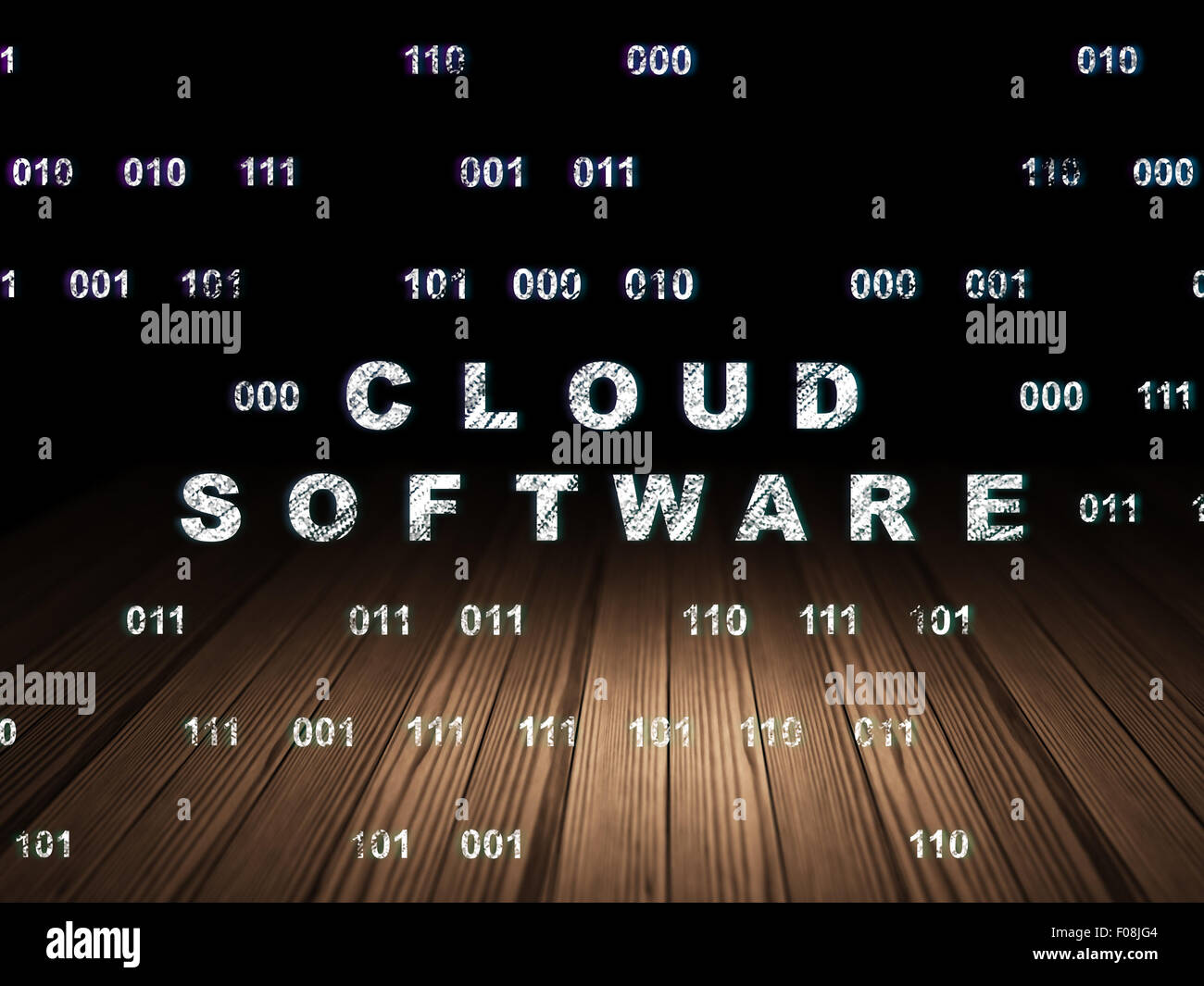 Cloud technology concept: Cloud Software in grunge dark room Stock ...