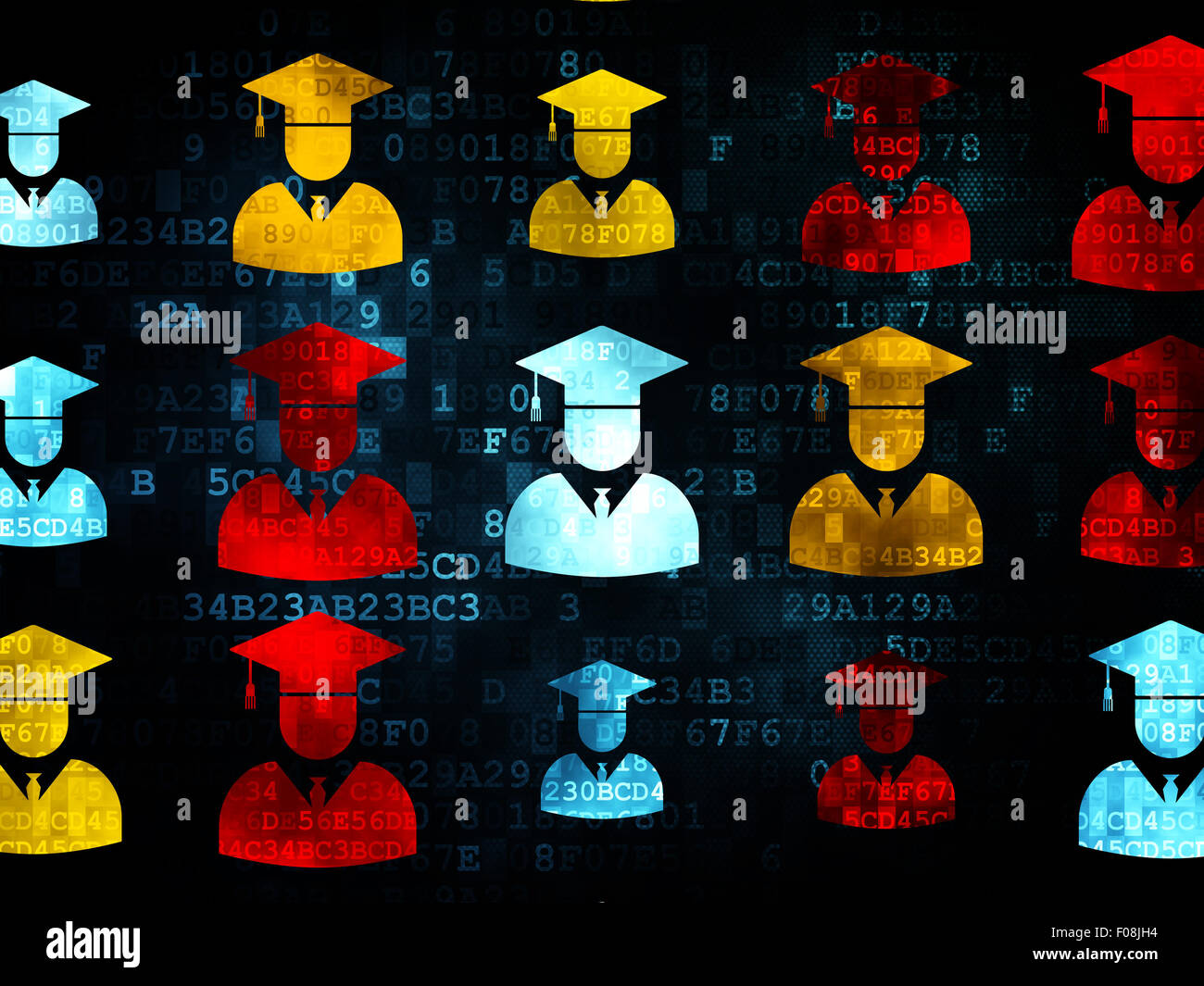 Science concept: Student icons on Digital background Stock Photo - Alamy