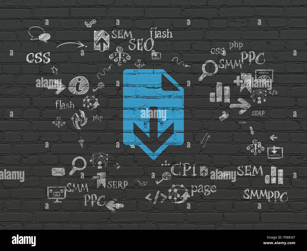 Web design concept: Download on wall background Stock Photo - Alamy